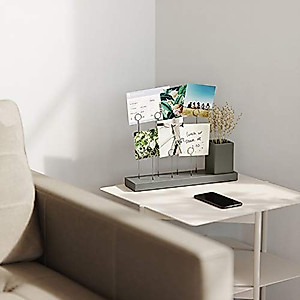 Umbra Gala Photo Display, Multi Gallery for 7 Images Plus Planter/Pen Holder, Desk Picture Frame, W31×D21×H8cm, Gray