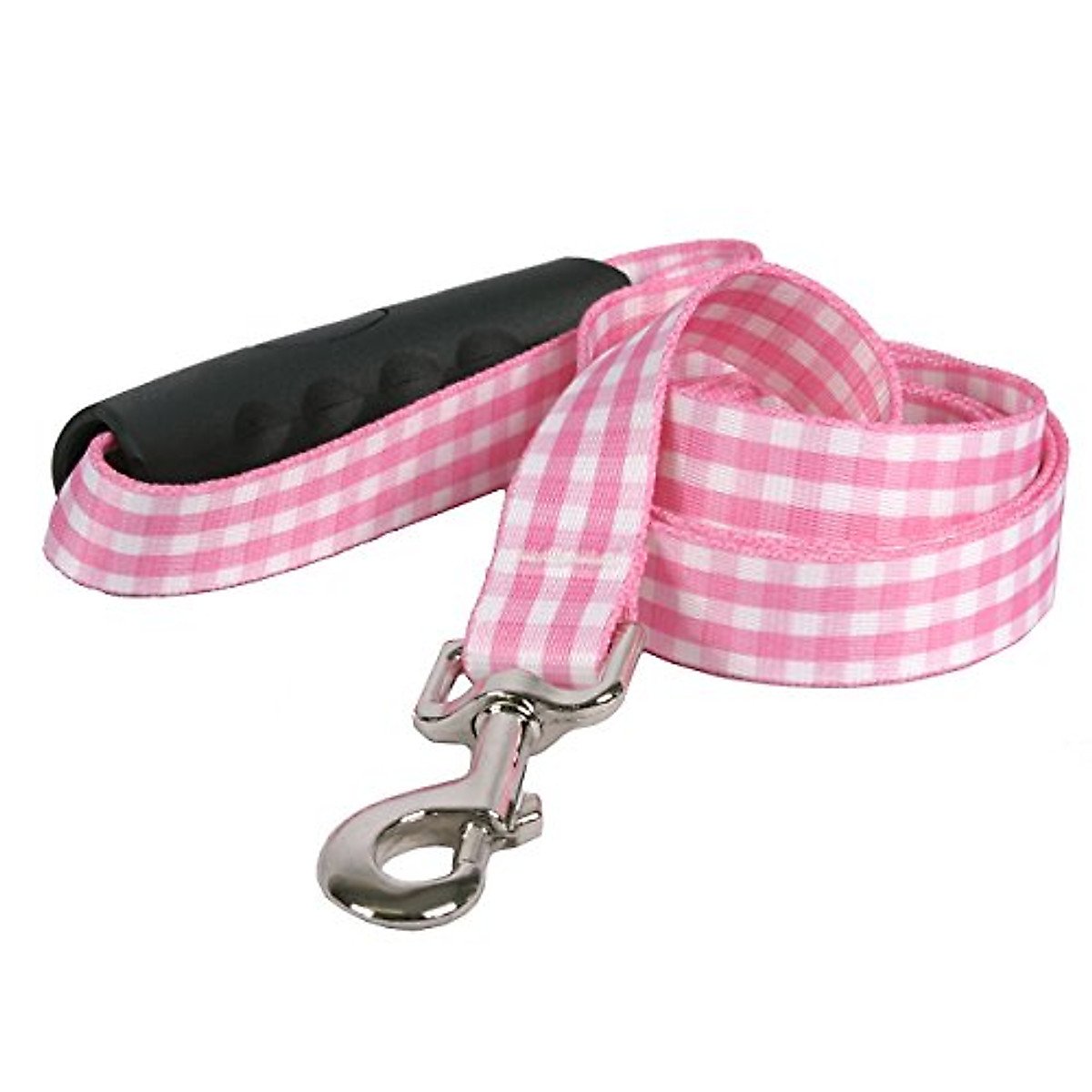 Yellow Dog Design Southern Dawg Gingham Pink Premium Dog Leash with Comfort Grip Handle-Large-1" and 5' (60") Made in The USA