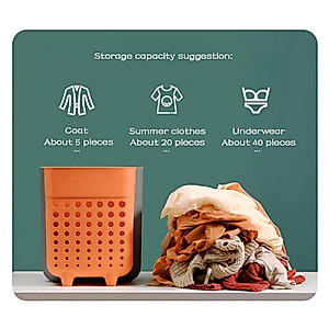 basket hamper Wall Mounted Laundry Hamper, 36L Collapsible Tall Laundry Hamper with Carry Handle, Space-Saving Wall Laundry Basket, Plastic Wall Laundry Basket for Clothes, Snacks, Toys, Sundries ( Co