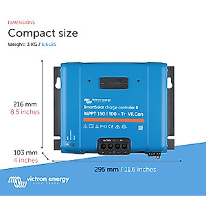 Victron Energy SmartSolar MPPT Tr VE. Can 150V 100 amp 12/24/36/48-Volt Solar Charge Controller (Bluetooth)