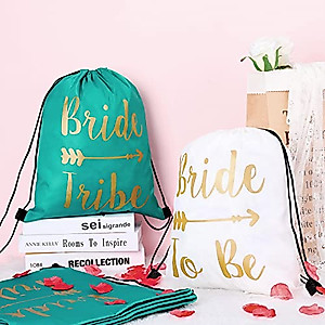 Shappy 12 Pieces Bride Drawstring Bags Bachelorette Party Drawstring Backpacks for Bridal Shower Wedding Party Bridesmaids Supplies Gift Bag