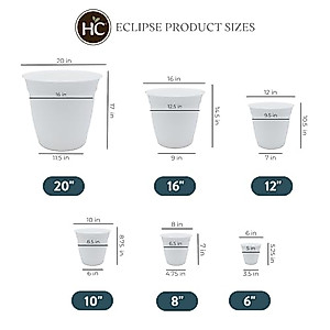The HC Companies 16 Inch Eclipse Round Planter with Saucer - Indoor Outdoor Plant Pot for Flowers, Vegetables, and Herbs, White