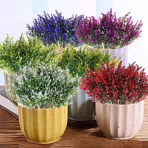 LXAFGP 8 Bundles Artificial Lavender Flowers Outdoor Fake Plants UV Resistant Plants Faux Plastic Plants for Outdoor Indoor Home Window Garden Wedding Porch Box Hanging Plants Decor (Green)