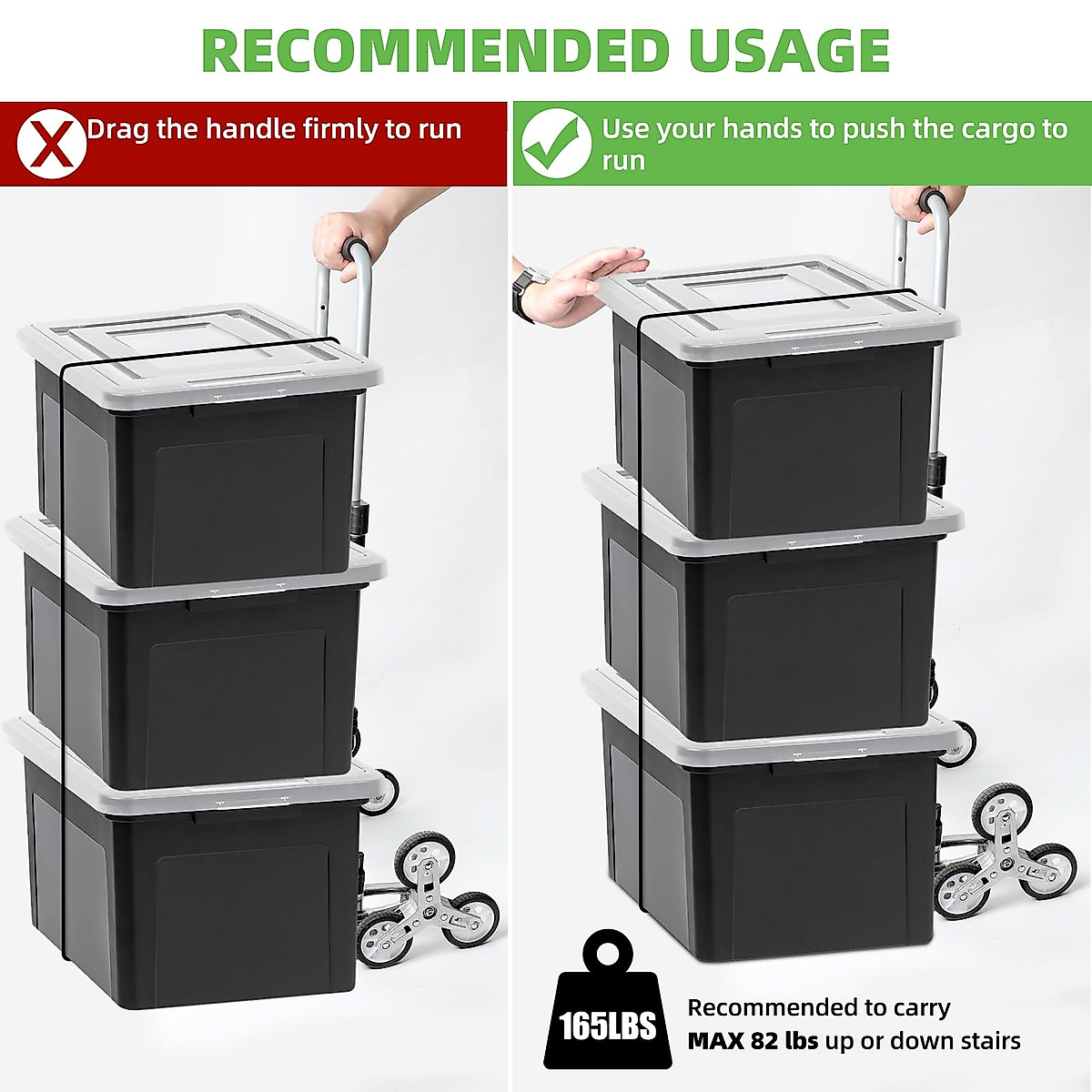 180lbs Stair Climbing Cart Hand Truck - Stairs Climber Cart for Groceries with Adjustable Handle Lightweight Folding Stair Climbing Dolly Cart Stair Climber Dolly for Shopping, Moving & Office