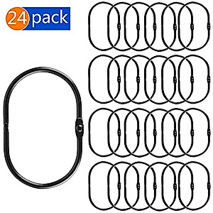 Shower Curtain Rings,24 Pcs Rustproof Metal Shower Hooks for Shower Curtain,Glide Smoothly Oval Shower Rings for Curtain,Shower Curtain Rings for Bathroom Shower Rod,Snap Joint Design (Black)
