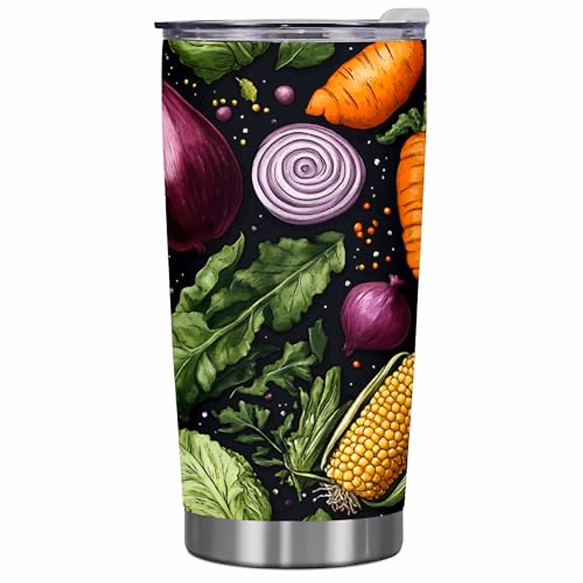 QWEUIOP 20oz Insulated Travel Coffee Mug Vegetable Eggplant Carrots Stainless Steel Tumbler with Lid Double Wall Vacuum Coffee Cup For Hot and Cold Drinks14280