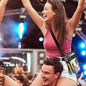 Lorbro Clear Bag Stadium Approved, Clear Crossbody Bag with Front Pocket, Adjustable Straps Shoulder Bags Clear Purses for Women Sporting Events, Concerts, Festivals (Clear, L)