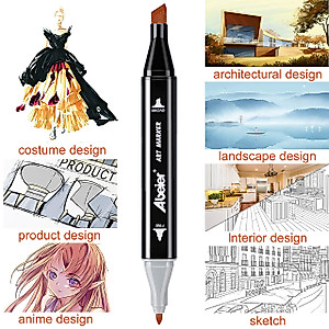80 Colors Alcohol Based Markers, ABEIER Dual Tip Drawing Markers Set, Plus 1 Colorless Blender Pen, Permanent Sketch Animation Markers for Kids, Plumones, Adults Coloring and Artist Illustration