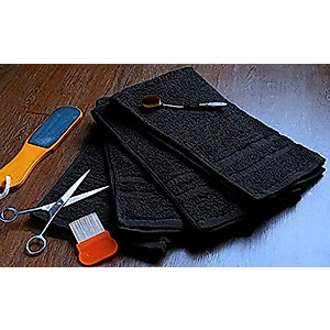 Corporate Hills CH 100% Ring Spun Cotton Salon Towel Pack of 24 Black 16" x 28" - Ultra Soft & Highly Absorbent Salon Towel Hotel & Spa Quality Hand Towels for Gym Salon Spa & Home Care (Black)