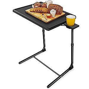 LORYERGO TV Tray - TV Table, Folding Table Trays, w/6 Height & 3 Tilt Angle, w/Cup Holder, Dinner Tray for Eating on Couch, Laptop, Bed & Couch