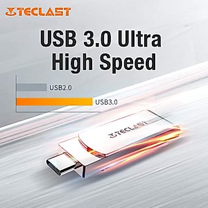 TECLAST 64GB Type-C USB3.0 Flash Drive Thin Metal U-Disk High Speed Rotated Design