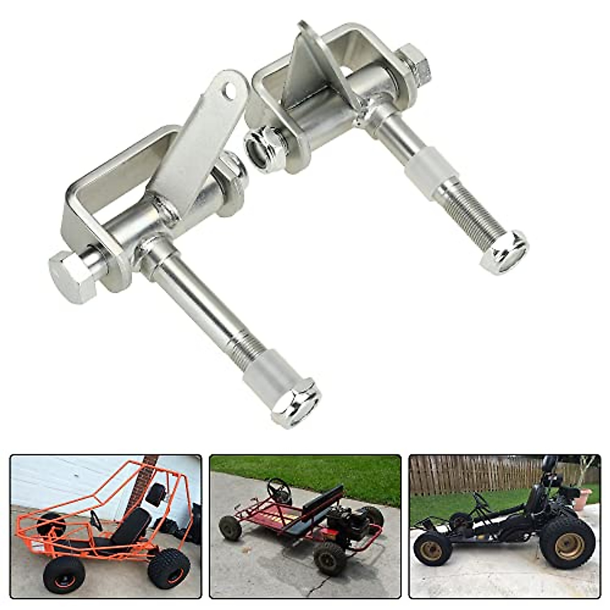 GREHUA Right Left Steering Spindle Bracket Set 5/8" Axle Kingpin 3-3/4" Long 2PCS for 212cc 196cc 6.5hp 13hp 15hp 420cc 301cc Manco Azusa Yerf-Dog Go Kart Cart Replacement Parts Accessories Heavy duty