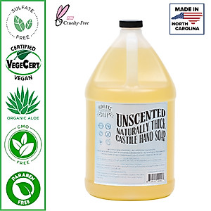 Adams Handmade Soap Thick Organic Castile Liquid Hand Soap 1 Gallon Refill- Unscented