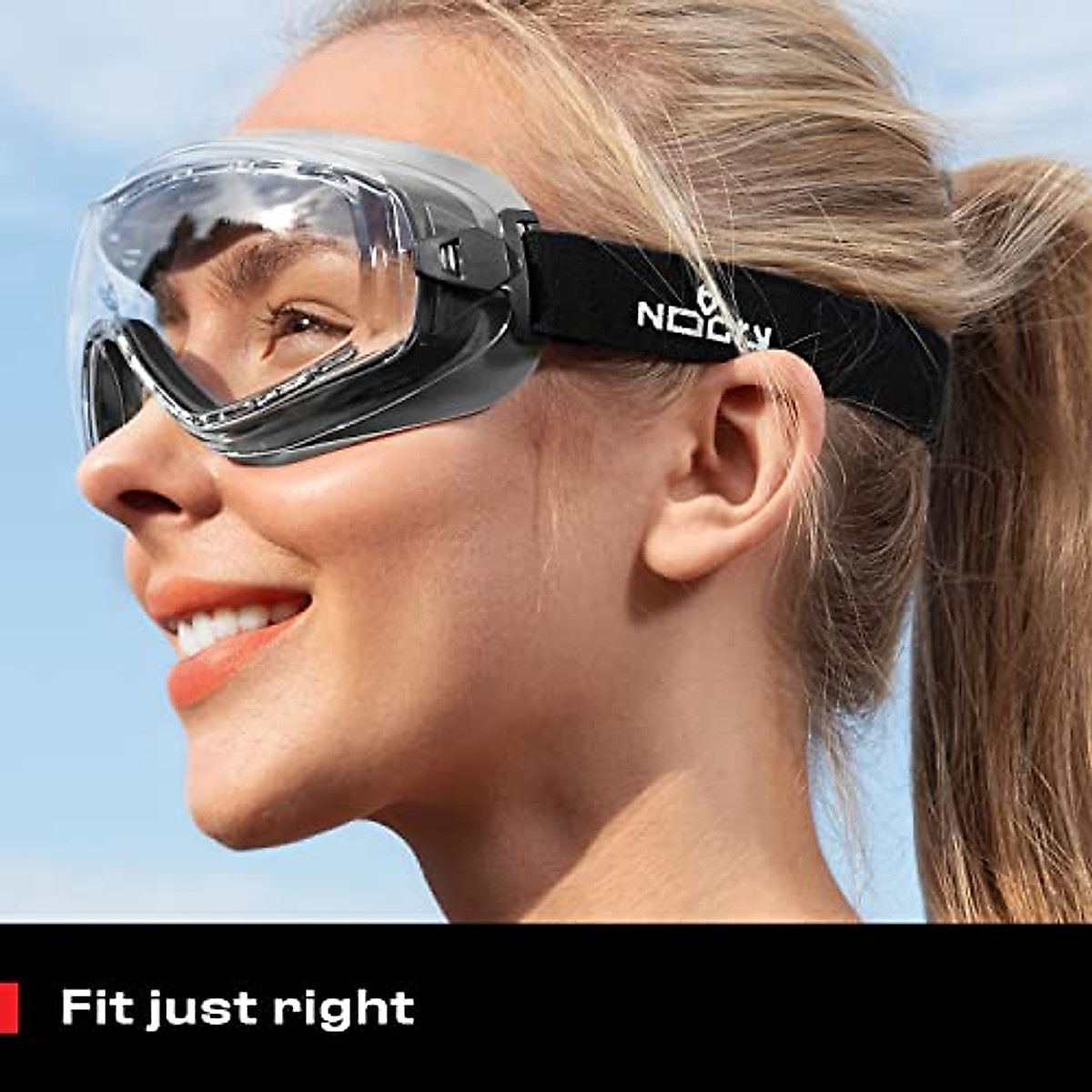 NoCry Anti Fog Safety Goggles for Men and Women with Premium Anti Scratch Coating - Vented Panoramic Lab Goggles; ANSI Z87 Certified Lab Safety Goggles, Eye Protection Goggles with Adjustable Headband