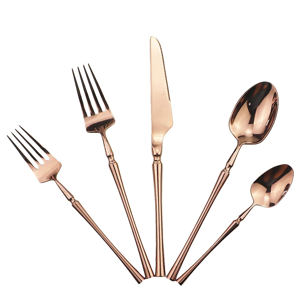 Gugrida 20 piece Copper Flatware Set 304 Stainless Steel Fork Spoon Cutlery Luxury Mirror Polished Silverware, Dishwasher Safe, Service for 4