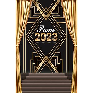 Eainb Graduation Celebration Backdrop Grade 2023 Prom Party Decoration Banner Graduation Party Photography Background Gold Curtain Stairs Student Teacher Portrait Photoshoot Prop,4x6ft