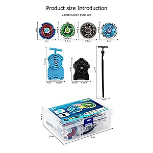 GOIJRER Gyros 4 Pieces Pack Battling Tops Metal Fusion Starter Set with Stickers Two Launchers Gift Idea Toys with Storage Box…