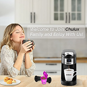 CHULUX Reusable Mesh Coffee Filter Cup 3-Pack Universal Single Serve Refillable Coffee Filters, Black + Purple