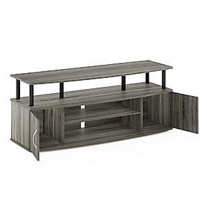 Furinno JAYA Large Entertainment Stand for TV Up to 55 Inch, French Oak Grey/Black