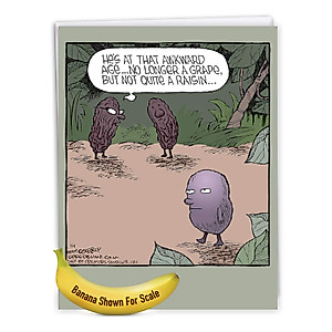 NobleWorks - 1 Big Funny Birthday Card Cartoon (8.5 x 11 Inch) - Jumbo Comic Humor, Group Greeting Card with Envelope - Almost a Raisin J2677BDG