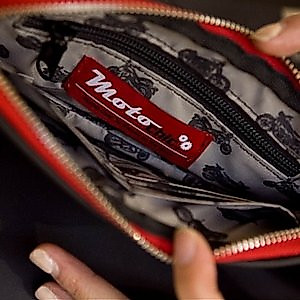 MotoChic Valerie Black Handbag Purse Clutch Crossbody Waist Bag with Adjustable Straps