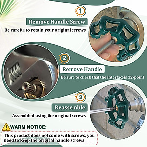 Dreyoo 2 Pack Outdoor Faucet Handles, 0.43" Round Stem Hole Faucet Handle Compatible with LASCO 01-5109, Round Wheel Handle Fits Most 3/8" Shaft Sillcock Valve Stems (12 Point Broach, Green)