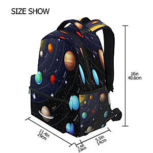 Blueangle Colorful Solar System Printing Computer Backpack - Lightweight School Bag for Boys Girls Tenns