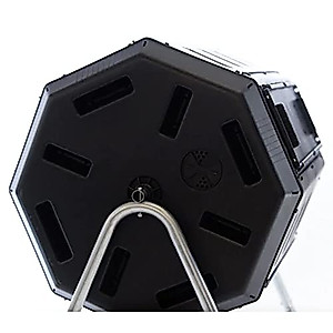 FCMP Outdoor IM4000-WK 37 Gallon Plastic Dual Chamber Tumbling Composter Outdoor Elevated Rotating Garden Compost Bin, Black/Black