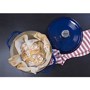 Lodge Enameled Dutch Oven, 6 Qt, Indigo & Enameled Cast Iron and Stoneware Care Kit, 12 oz