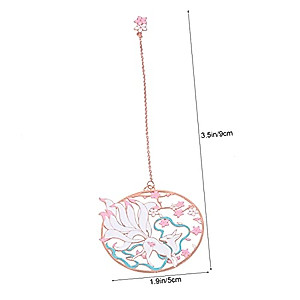 SAFIGLE Metal Bookmarks Chinese Gift Book Gifts Book Page Holder Book Marking Tag Retro Bookmarks Gift Pendant Round Fan Books Bookmarks Plant Printing Beautiful Magnet Bookmarks Rose Gold