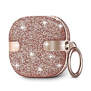 Valkit Luxury Glossy Case Compatible with Samsung Galaxy Buds 2 Case (2021) / Galaxy Buds Pro Case (2021) / Galaxy Buds Live Case (2020) Bling Sparkle - Full Body Protection Glitter Women Girls,Golden