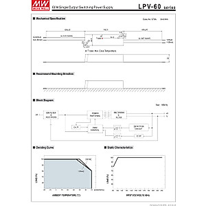 MEAN WELL LPV-60-12 Sealed Panel Mount LPV Series AC-DC 12-volt 5-Amp Power Supply with LED Driver, White