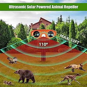 2024 Upgraded Solar Ultrasonic Animal Repellent Outdoor, 2 Pack Ultrasonic Cat Repellent with Motion Sensor Flashing Light Raccoon Repellent Deer Repellent Squirrel Repellent Coyote Deterrent and More