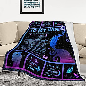 KJACGAD Gifts for Wife, Birthday Gifts for Wife, Mothers Day Wife Gifts, Wife Birthday Gift Ideas, Gifts for Wife from Husband, Wedding for Wife, Gifts for Her Wife Throw Blankets 60"x 50"
