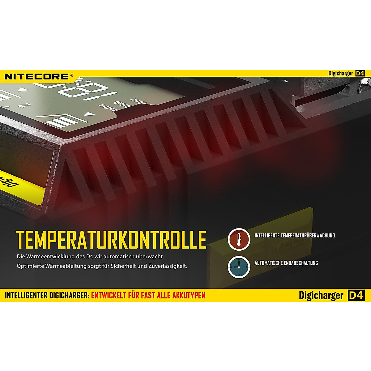 Nitecore Digicharger D4 Battery Four Bays Charger with LCD Display