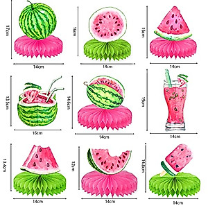 10 Pcs Watermelon Party Supplies One in a Melon Honeycomb Centerpieces for Summer Fruit Party Decorations Pink Watermelon Table Honeycomb for Birthday Wedding Party Baby Shower Supplies Favors
