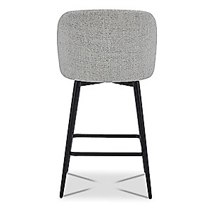 Watson & Whitely Counter Height Bar Stools Set of 2, 360° Swivel Upholstered Barstools with Backs and Metal Legs, 26" H Seat Height, Fabric in White (Multi-Colored)