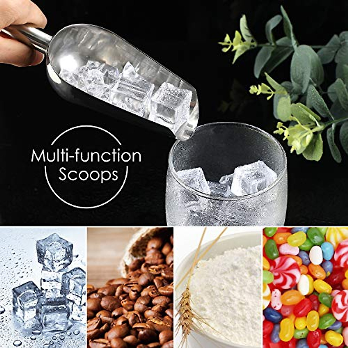 AIEVE Ice Scoop, 2 Pack Ice Scoop for Ice Maker, Metal Ice Scoop for Freezer Counter Top Ice Machine Maker Shovel Popcorn Scoop Kitchen Ice Scooper Ice Bucket Scoop for Kitchen Bar Wedding Party