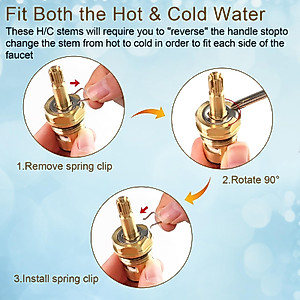2 Sets Faucet Valves Faucet Cartridge with American Standard 994053-0070a or 994053-0070a/H Bathroom Kitchen Bathtub Faucet Stem Replacement, Brass, 4z-24h Hot and Cold Replacement Stem