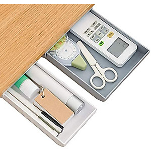 FOOF KOVIIOL Under Desk Drawer,Slide Out Small Attachment Standing Desk Hidden Self Adhesive Stick Drawer Desk Pencil Drawer Organizer And Storage For Desktop 2 Pack