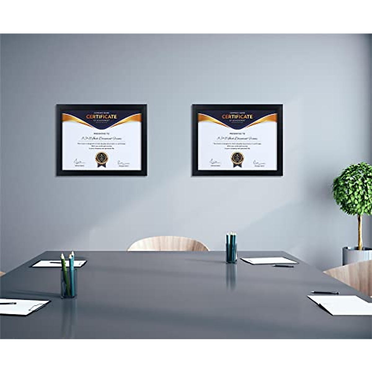 ELSKER&HOME 8.5x11 Picture Frame - Certificate Document Frame 6 Pack with Semi-Tempered Glass - Black Sturdy Wood Composite Award Diploma Frame - Includes Hanging Hardware and Desktop Easel