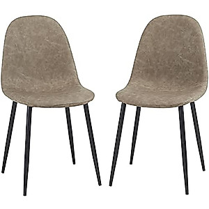 Crosley Furniture CF501619-BR Weston Dining Chair (Set of 2), Distressed Brown/Matte Black