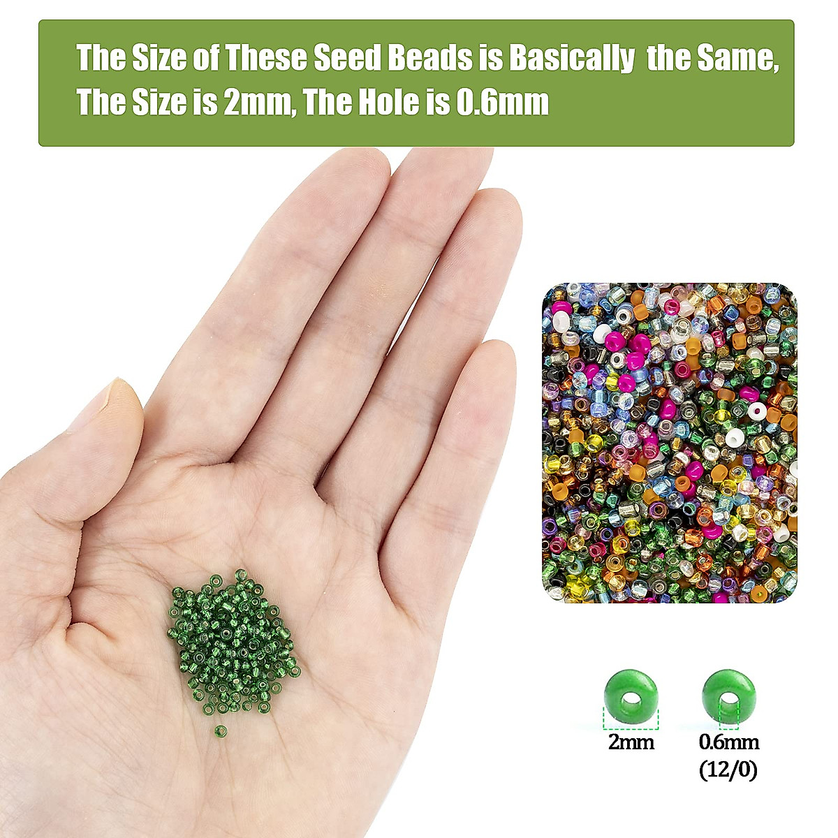 Ybxjges 24000Pcs 2mm Glass Seed Beads Kit, with 28 Colors Small Beads Kit for Girls,Women and Adults,Bracelets, Necklaces,Earring,Jewelry Making Supplies