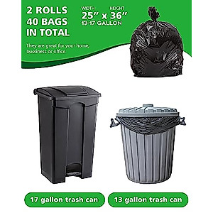 Kitchen Trash Bags 15-17 Gallon 40 Count, AYOTEE Garbage Bags Tall Kitchen Unscented Large plastic Trash Bags recycling bags Wastebasket Bin 40-68 Liners for Kitchen Home Lawn Leaf Bags (Black)
