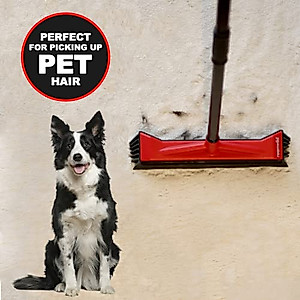 Roamwild Multi-Cleaner Rubber Pull Broom & Dustpan Combo Set with Unique Corner Cleaning Blades for Wet & Dry Mess Pet Hair Fur Removal for Hard Floors and Carpets