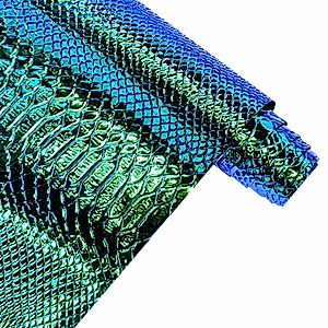 30x135cm Holographic Crocodile Skin Vinyl, Iridescent Dark Green Alligator Faux Leather, Embossed Craft Fabric for DIY Sewing Project