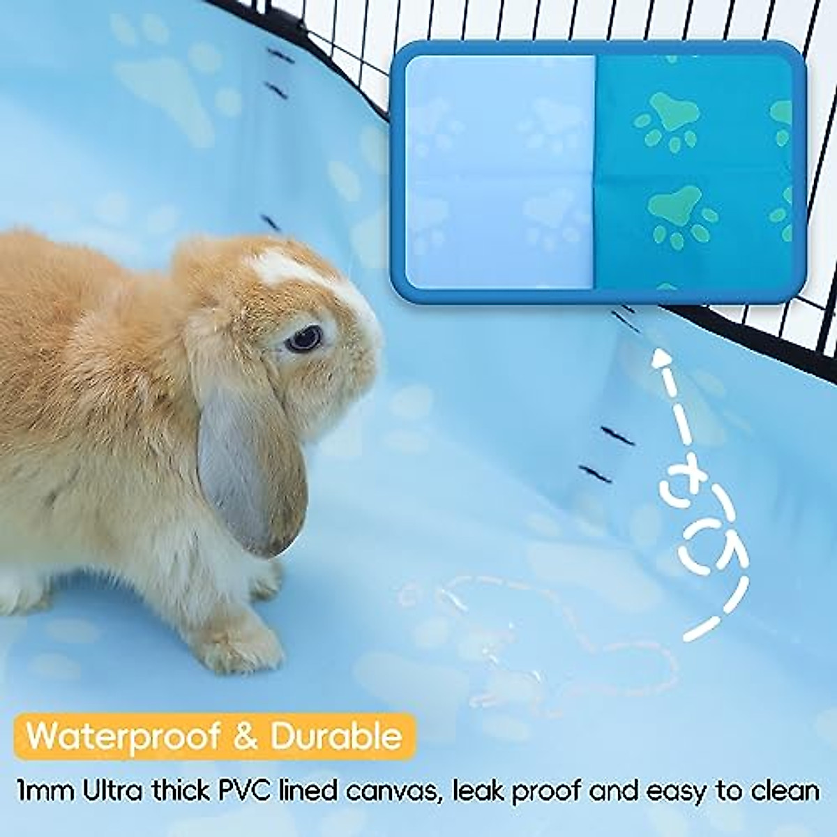Guinea Pig Cage Liner Waterproof Oxford Bottom Pet Bedding for Rabbit Chinchilla Hedgehog Ferret Small Animals Cage C&C Playpen Accessories, 48x24 inch Blue