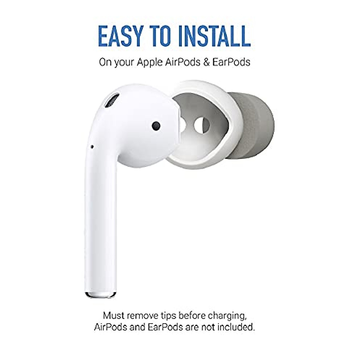 Comply SoftCONNECT Soft Foam Replacement Earphone Tips for Apple AirPods (Gen. 1 & 2), Apple Earpods, and Comparable Headphones (Large, 2 Pairs)