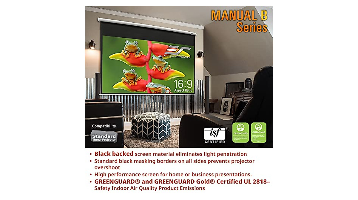 Elite Screens Manual B 135-Inch Projection Screen | 4K & 8K Ready