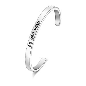 LQRI The Princess Inspired Bracelet As You Wish Cuff Bangle Princess Inspired Quote Gift for Women (B-As you wish)
